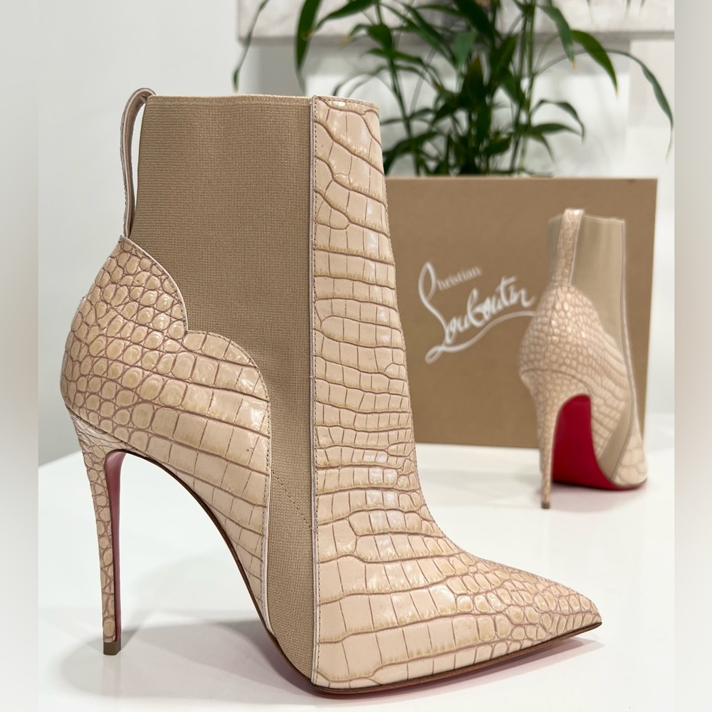 Christian Louboutin Chelsea Chick 100 Croc-Embossed L… - Gem